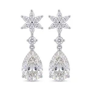 LATELITA London Sunflower Moissanite Drop Earrings In Sterling Silver - White/silver