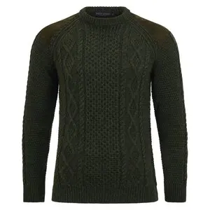 PAUL JAMES KNITWEAR Chunky Merino Wool Archiee Shooting Jumper - Green