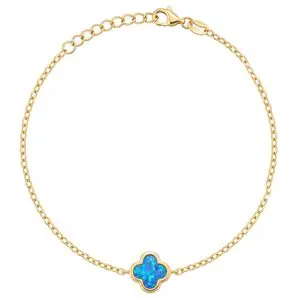 LATELITA Blue / Gold Flower Clover Blue Opal Bracelet Gold - Blue/gold