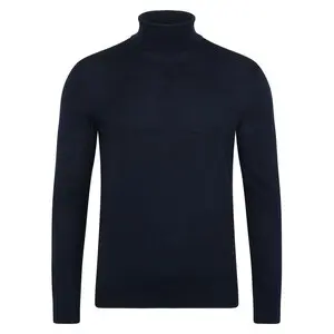 PAUL JAMES KNITWEAR Extra Fine Merino Wool Roll Neck Jumper - Blue