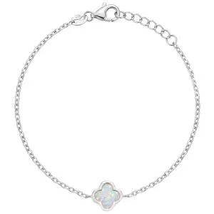 LATELITA White / Silver Flower Clover White Opal Bracelet Silver - White/silver