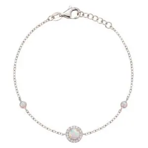 LATELITA White / Silver Round White Opal Bracelet Silver Cz - White/silver
