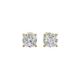 AYA FINE JEWELRY Cushion Cut Lab Diamond Solitaire Stud Earrings In 14k Gold - Yellow