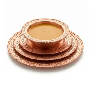 ANATOLIACRAFT Hand-engraved Copper Four Piece Dinnerware Set