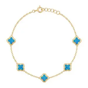 LATELITA Blue / Gold Clover Flowers Bracelet Blue Opal Gold - Blue/gold