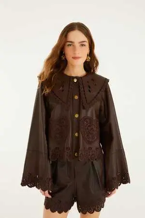 Farm Rio Hearts Richelieu Leather Jacket