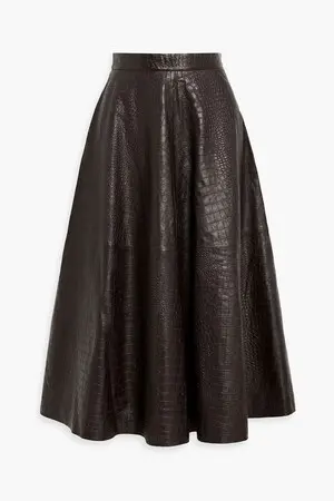 RÓHE Croceffect Leather Midi Skirt