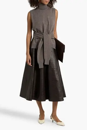 RÓHE Croceffect Leather Midi Skirt
