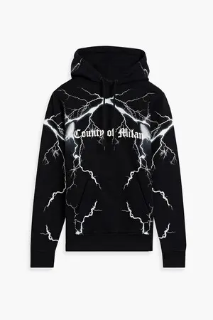 MARCELO BURLON COUNTY OF MILAN Printed Cotton-fleece Hoodie