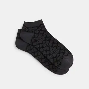 COACH OUTLET Coach Signature Ankle Socks - Charcoal