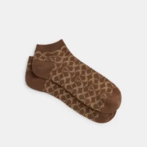 COACH OUTLET COACH Signature Ankle Socks Tan