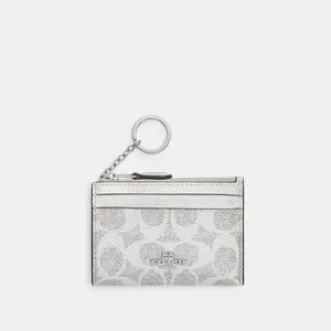 COACH OUTLET Mini Skinny Id Case In Signature Canvas - Silver/gray/silver