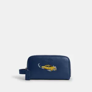 COACH OUTLET Small Travel Kit With Car Print - Silver/deep Blue Multi