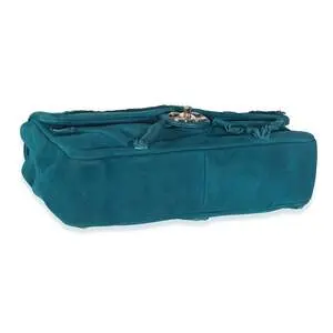 Chanel Teal Suede Goatskin Diamond Fringe Flap Bag