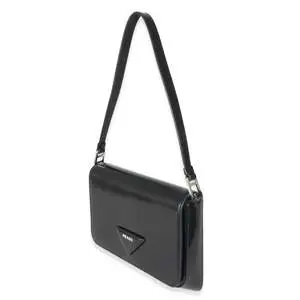 Prada Brushed Leather Shoulder Bag - Black