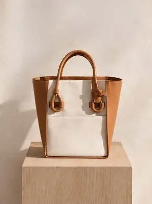 CALLAS MILANO Pia Leather And Canvas Tote Bag - Brandy