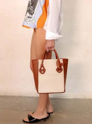 CALLAS MILANO Pia Leather And Canvas Tote Bag