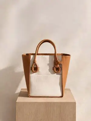 CALLAS MILANO Pia Leather And Canvas Tote Bag - Brandy
