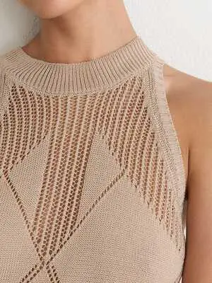 REISS Maya Cotton-blend Argyle Open-knit Vest