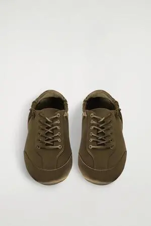Cos Satin-suede Ballet Sneakers - Green