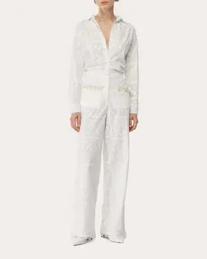 Waimari Ivora Embroidered Patchwork Wide-leg Pants