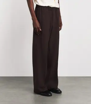 Sandro Jersey Wide-leg Trousers - Brown