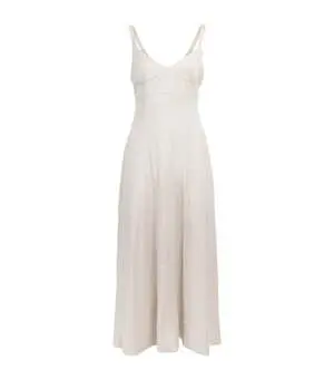 TOCCIN Linen-blend Arya Midi Dress - Beige