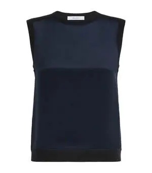 Max Mara Silk-cashmere Tank Top - Navy