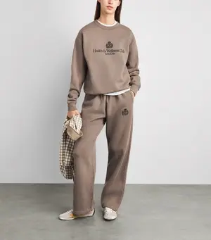 SPORTY & RICH Embroidered Crest Wide-leg Sweatpants