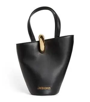 Jacquemus Small Leather Le Bambola Tote Bag - Black