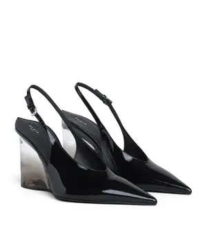 Alaïa Patent Leather Invisible Wedge Slingback Pumps
