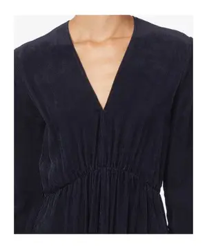 FORTE_FORTE Velvet Midi Dress With V-neck And Pleated Details