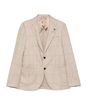 LARDINI Checked Two-button Jacket - Light Brown