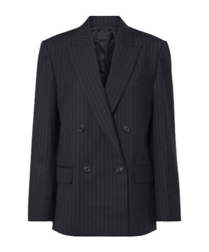 NILI LOTAN Leston Pinstriped Wool Blazer - Blue
