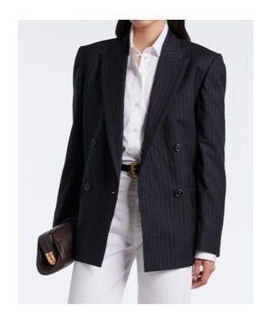 NILI LOTAN Leston Pinstriped Wool Blazer - Blue