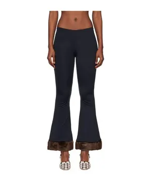 CONNER IVES Faux Fur Trim Flare Pants - Black