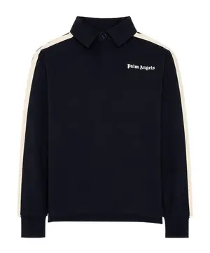 Palm Angels Logo-print Side-stripe Polo Shirt - Blue
