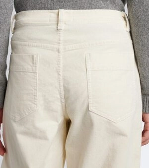 NILI LOTAN Tribeca Cotton-blend Corduroy Barrel-leg Pants - White