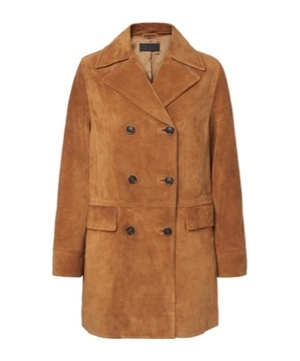 NILI LOTAN Remington Double-breasted Suede Coat - Brown