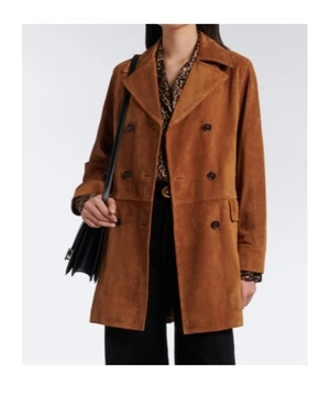 NILI LOTAN Remington Double-breasted Suede Coat