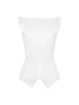 VIVIENNE WESTWOOD Square Neck Button-down Peplum Top - White