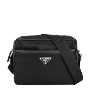 Prada Re-nylon And Saffiano Leather Shoulder Bag - Black
