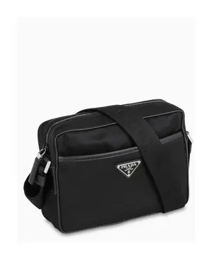 Prada Re-nylon And Saffiano Leather Shoulder Bag - Black