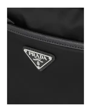 Prada Re-nylon And Saffiano Leather Shoulder Bag - Black