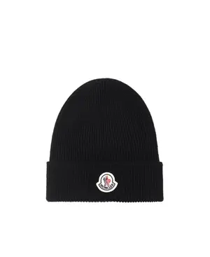 Moncler Logo Patch Beanie - Black