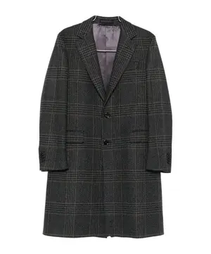 LARDINI Checked Wool Coat - Brown