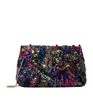 Dries Van Noten Sequinned Envelope Shoulder Bag - Black