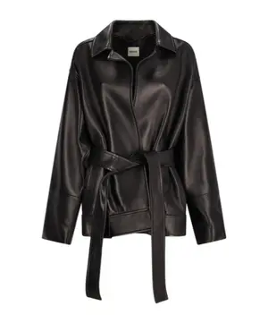 Khaite Collared Leather Jacket - Black