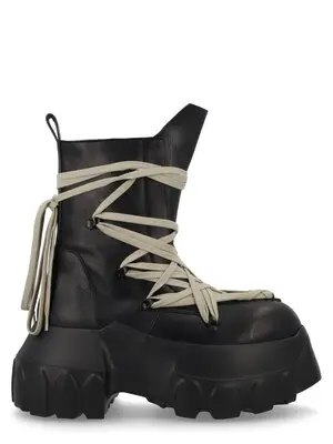 Rick Owens Leather Lace-up Boots With Chunky Platform Sole