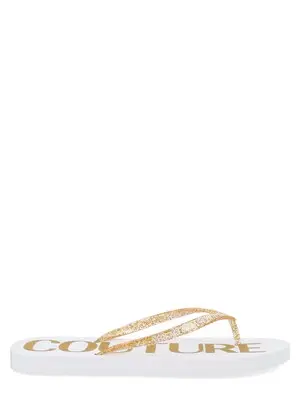 Versace Sandalo Infradito Con Logo - Gold